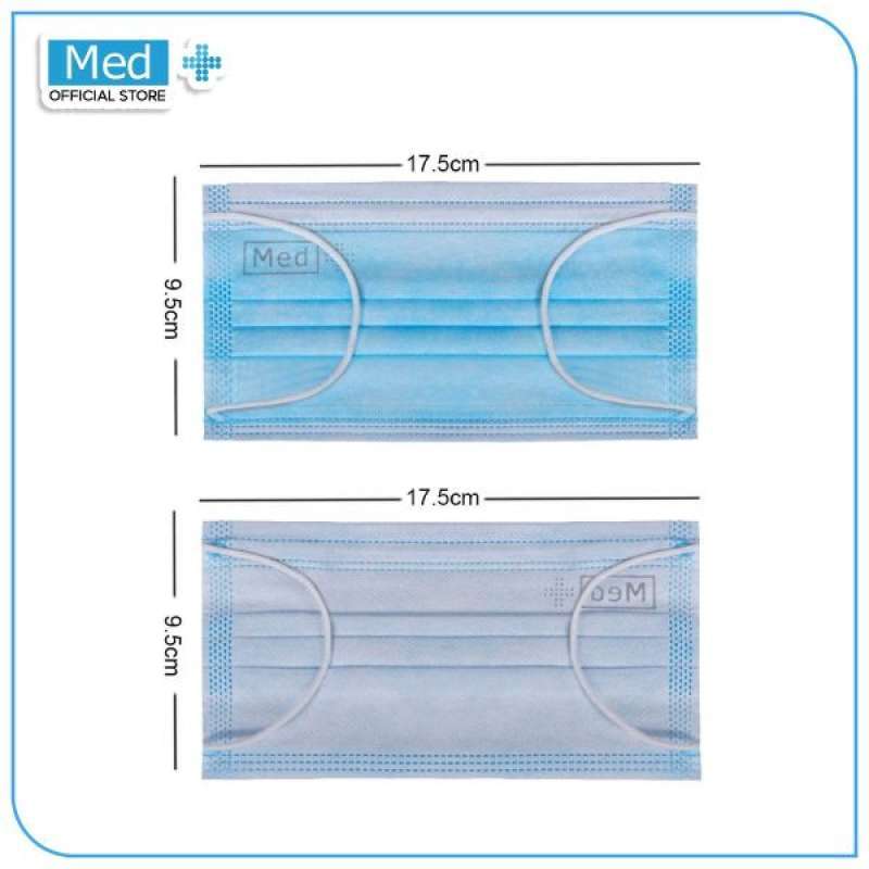Promo Med+ Masker 3ply Hijau/biru/putih/hitam/pink 50 Pcs / Masker 3ply ...