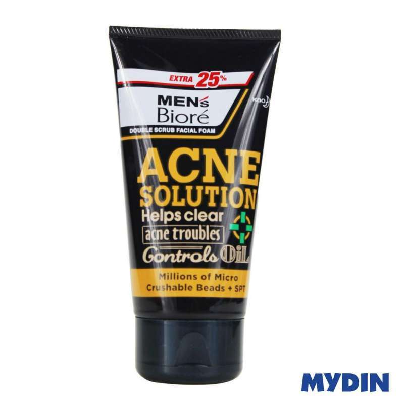 Jual Men's Biore Double Scrub Facial Foam Acne Solution (100g) Extra 25 ...