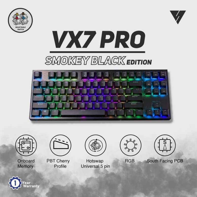 Jual Vortex Series VX7 Pro Smokey RGB Hotswap - Mechanical Gaming ...
