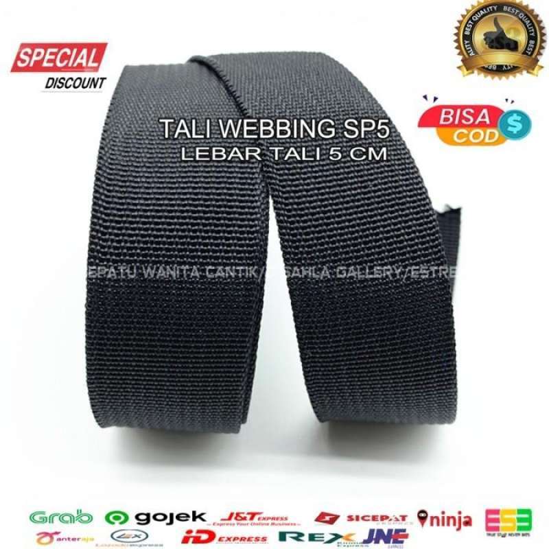 Jual Tali Webbing 5cm Tabular Tas Bisban Sling Strap Sp5 Hitam Roll Di ...