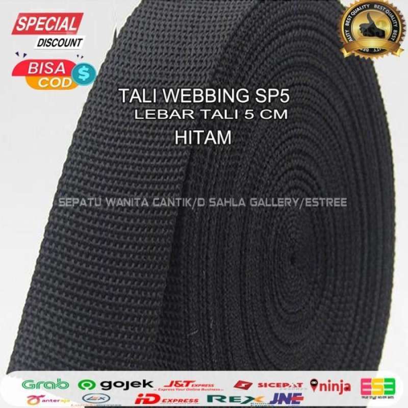 Jual Tali Webbing 5cm Tabular Tas Bisban Sling Strap Sp5 Hitam Roll Di ...