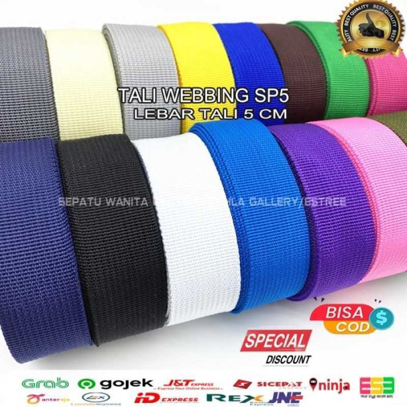 Jual Tali Webbing 5cm Tabular Tas Bisban Sling Strap Sp5 Hitam Roll Di ...