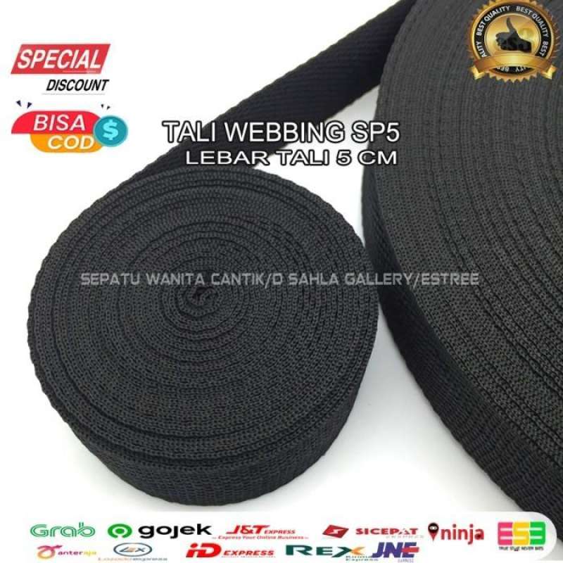 Jual Tali Webbing 5cm Tabular Tas Bisban Sling Strap Sp5 Hitam Roll Di ...