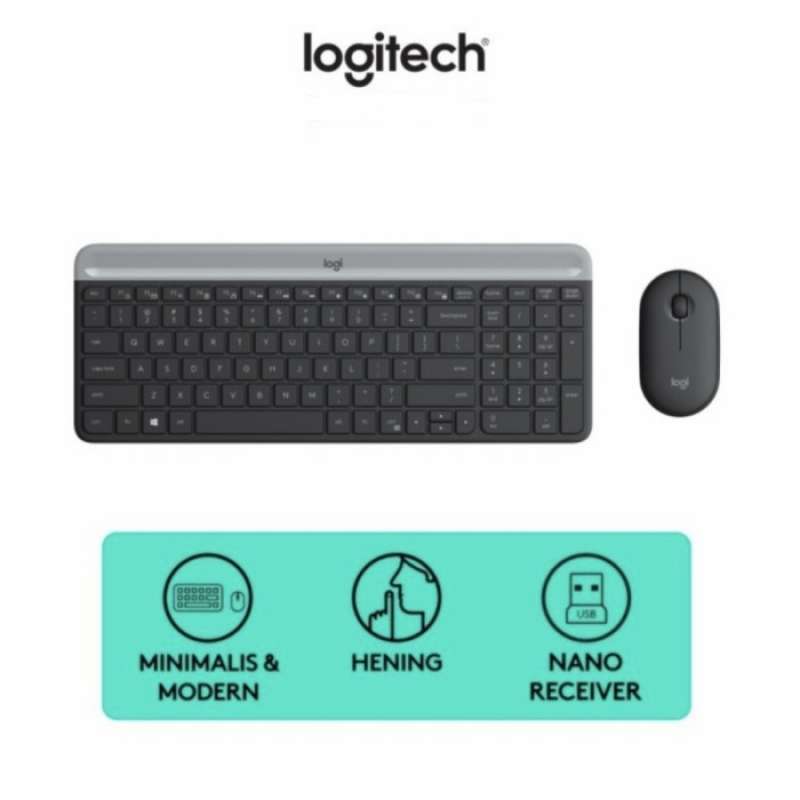 Jual Logitech MK470 combo Ultra Slim Silent keyboard Wireless dan Mouse ...