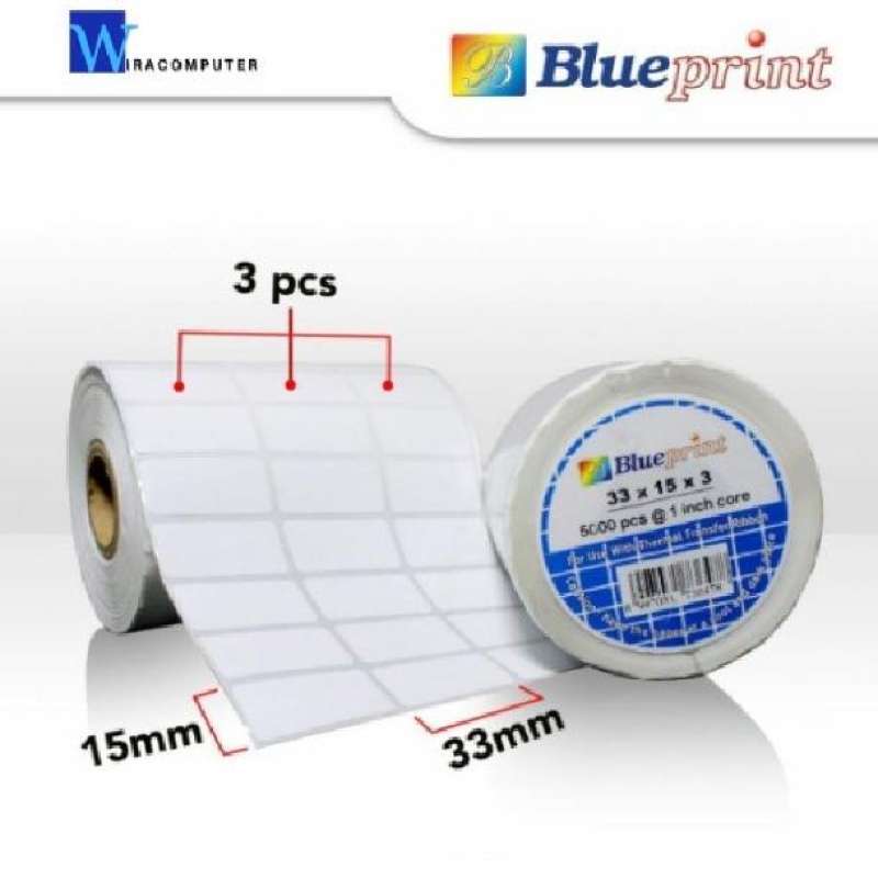 Jual Sticker label Barcode 33x15 mm 3 Line Semi Coated BLUEPRINT ...