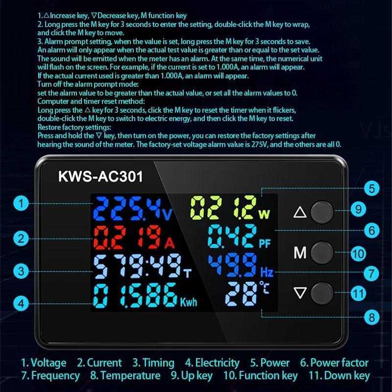 Jual Kws Ac301 100a 8in1 Wattmeter Ac 220v Freq Kwh Meter Kws-ac301 Di ...