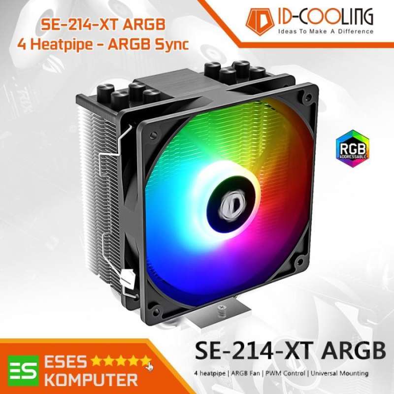 Jual ID-COOLING SE-214-XT ARGB BLACK | ARGB Sync CPU Cooler HSF Intel ...