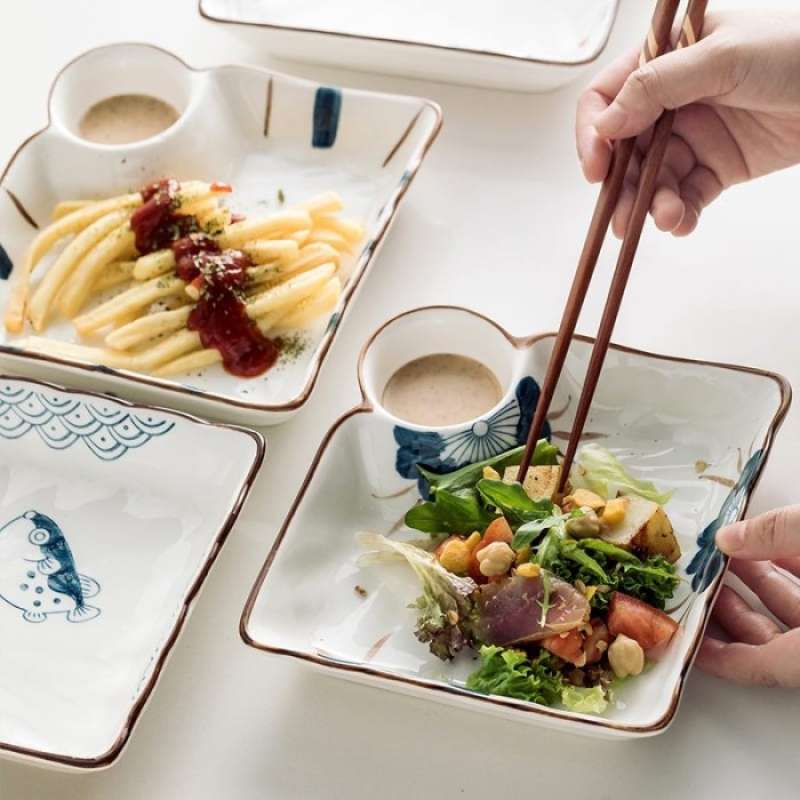 Promo Square Sauce Plate / Piring Saus Keramik Unik / Japanese Style ...