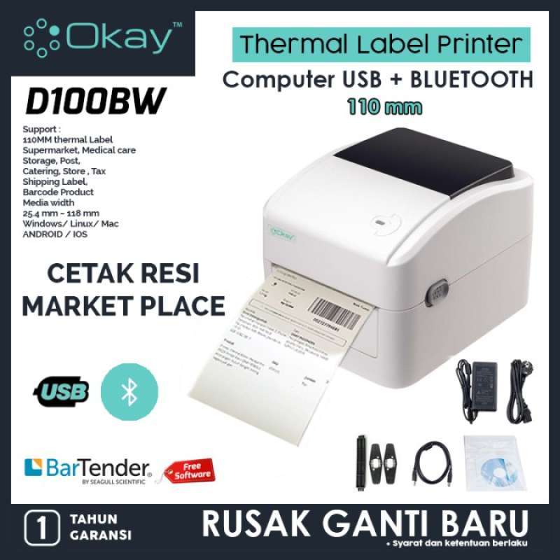 Jual Printer Resi A6 Thermal Label Pengiriman Sticker A6 110mm Okay ...