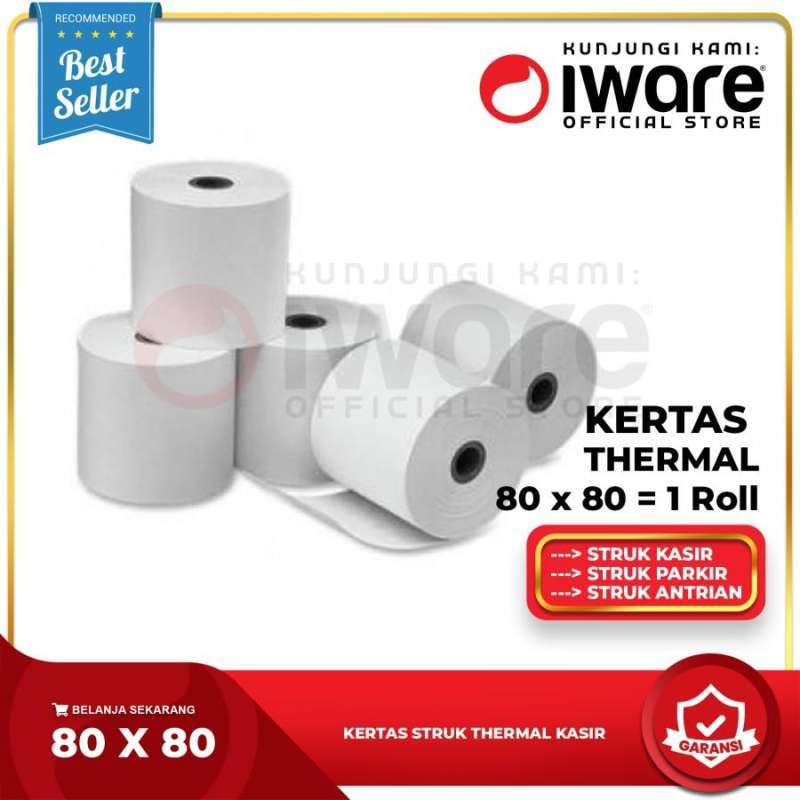 Jual Kertas Struk Kasir Thermal 80x80 mm Paper Roll di Seller Iware ...