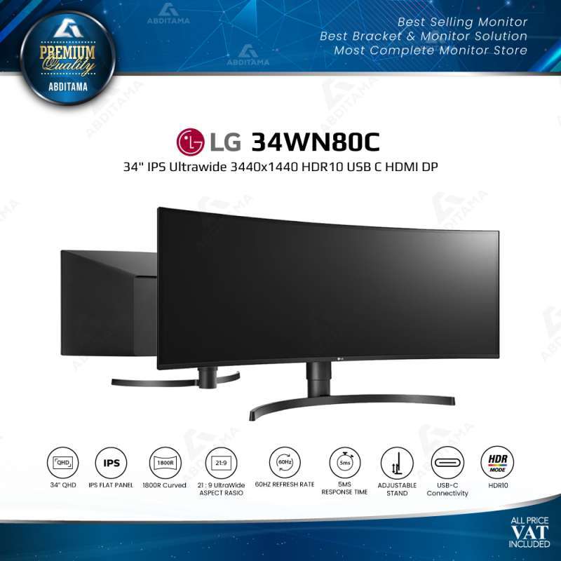 Jual Monitor LED LG 34WN80C 34 IPS Ultrawide 3440x1440 HDR10 USB C HDMI ...