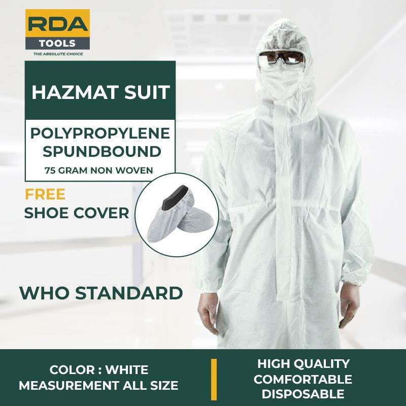 Jual APD / HAZMAT SUIT Spoundbond Polypropelyne Disposable + SHOE COVER ...