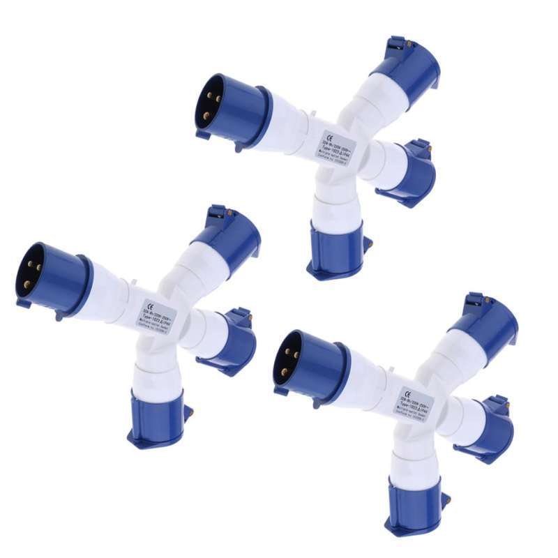 Jual 3pcs 32 Amp 3Pin Industrial Site Plug Sockets 2P+E Male/Female ...