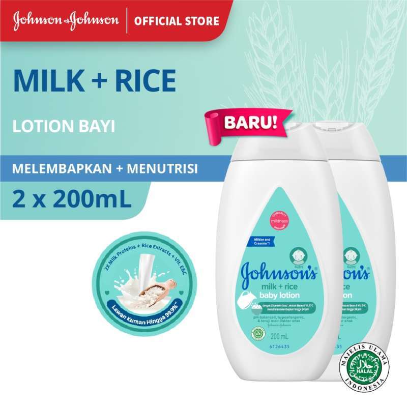 Jual Johnson's Milk + Rice Baby Lotion - Losion Bayi 200ml - Isi 2 ...