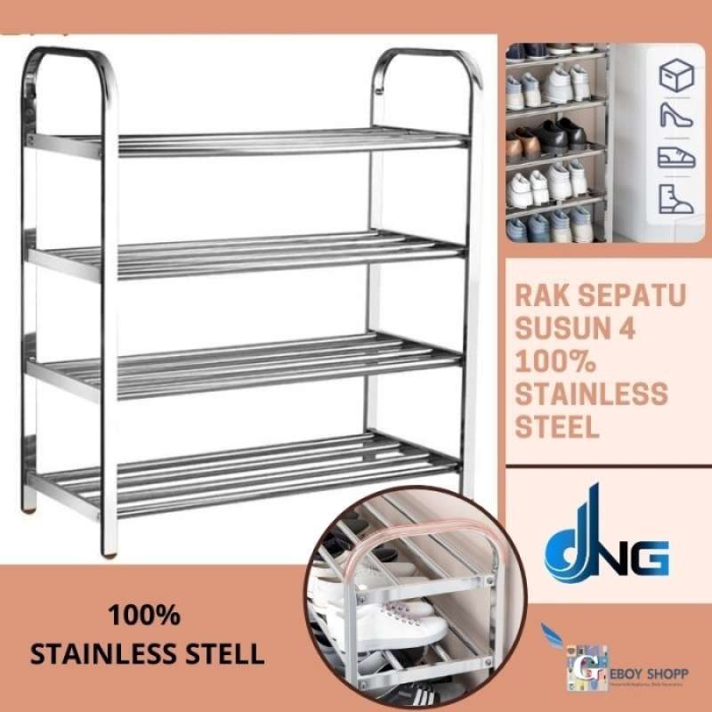 Promo Rak Sepatu Stainless Steel Susun 4 DNG TERJAMIN Diskon 1% di ...