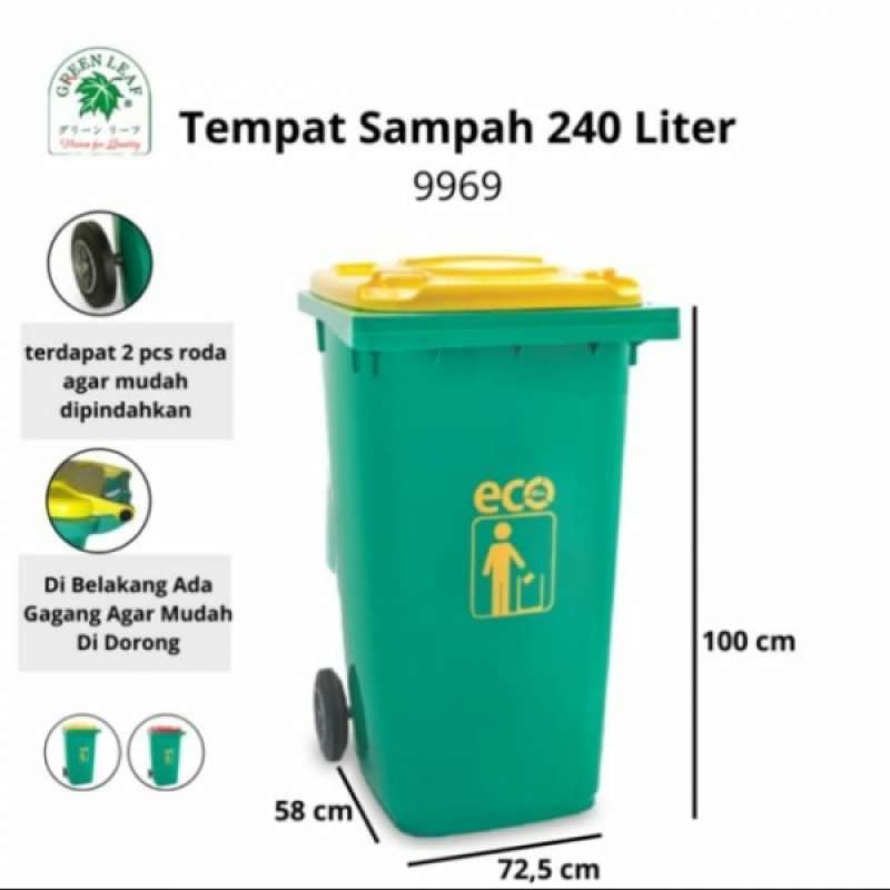 Promo Tong Sampah Besar Roda 240 Liter Tebal/Tempat Sampah Besar 240Ltr ...