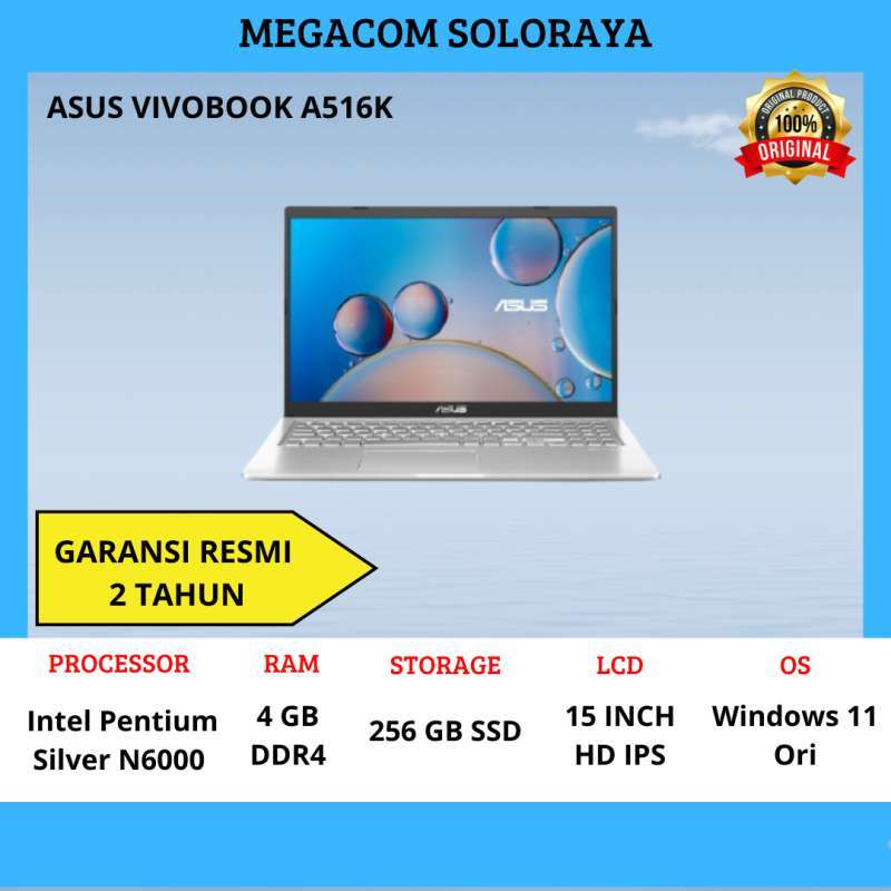 Jual PROMO LAPTOP NEW GARANSI RESMI - ASUS VIVOBOOK A516K INTEL N6000 ...