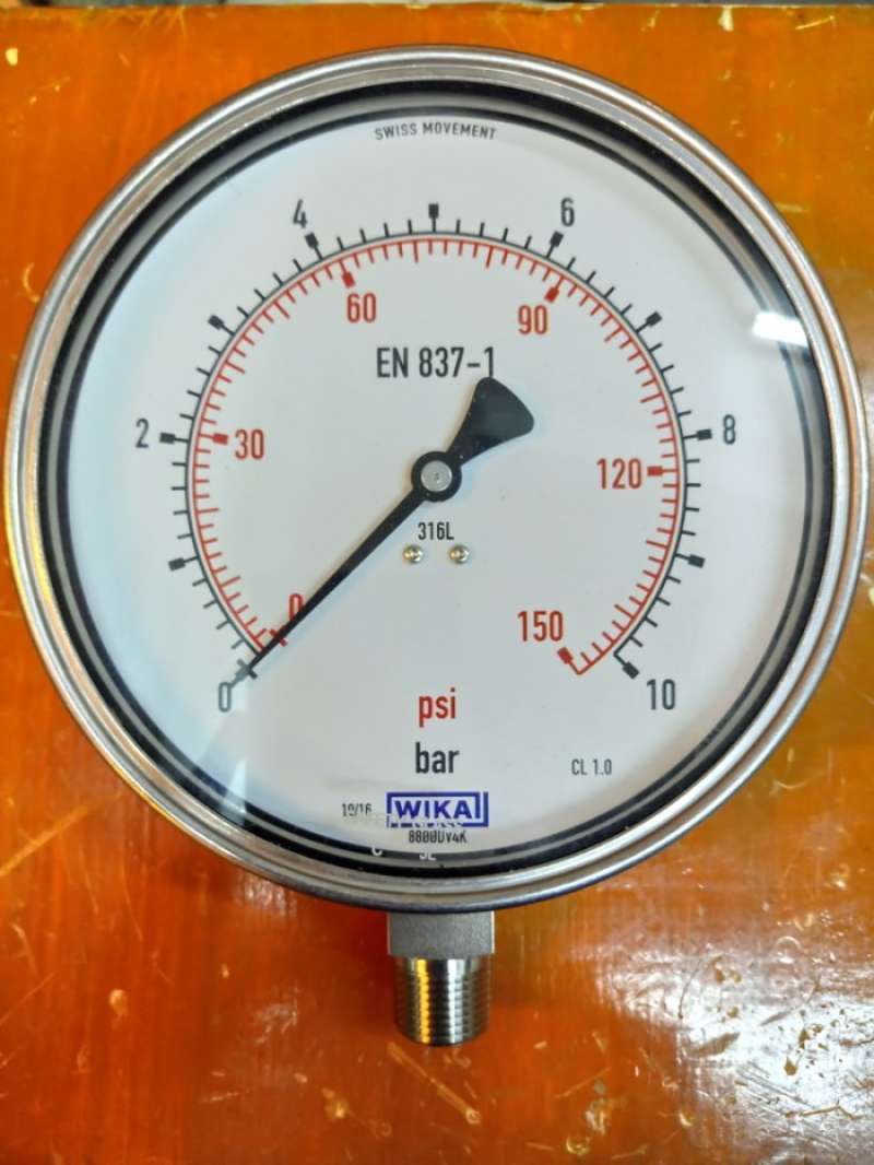 Promo WIKA Pressure Gauge 232.50.160 Range 10 bar 2nd scale psi ...