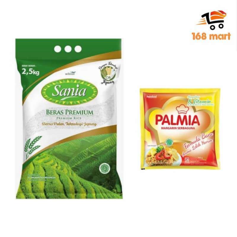 Jual SANIA BERAS PREMIUM 2.5KG + PALMIA MARGARINE SERBA GUNA PCK 200g ...