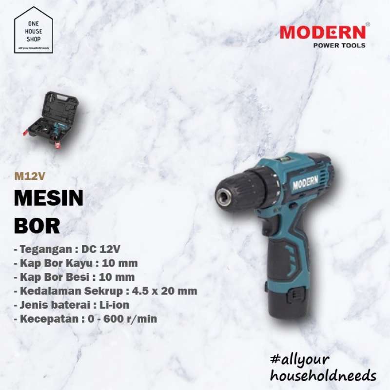 Jual Mesin Bor Hand Drill Cordless Wireless Tanpa Kabel Baterai Modern ...