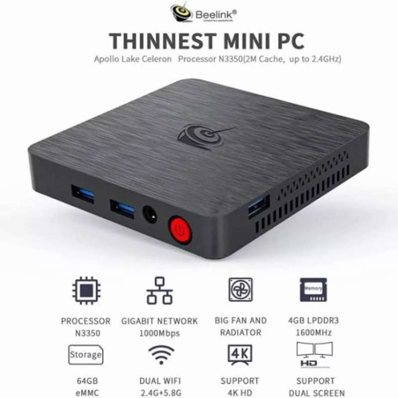 Promo Tanpa Merk Beelink T4 Pro 4/64GB Mini PC Intel celeron N3350 Dual ...