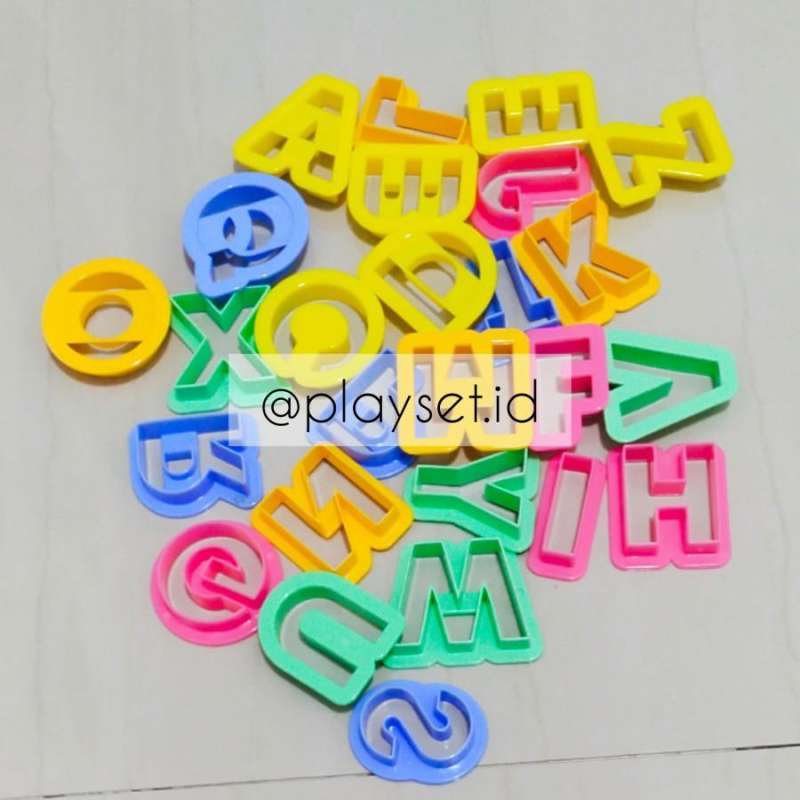 Jual Cetakan Playdough, Motif Alphabet Huruf Besar, Angka, Binatang ...