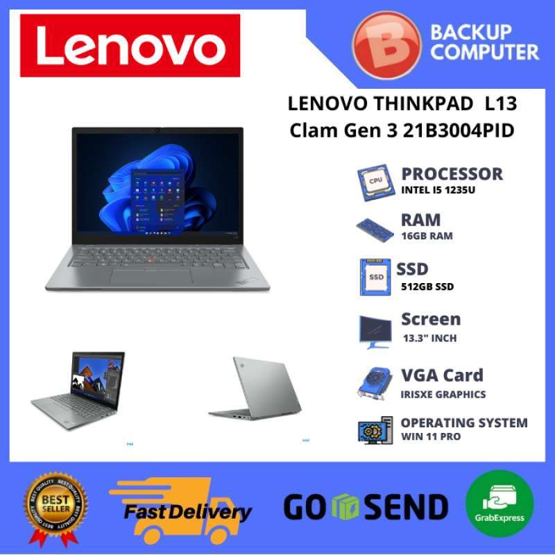 Jual LAPTOP LENOVO THINKPAD L13 CLAM GEN 3 21B3004PID i5-1235U di ...