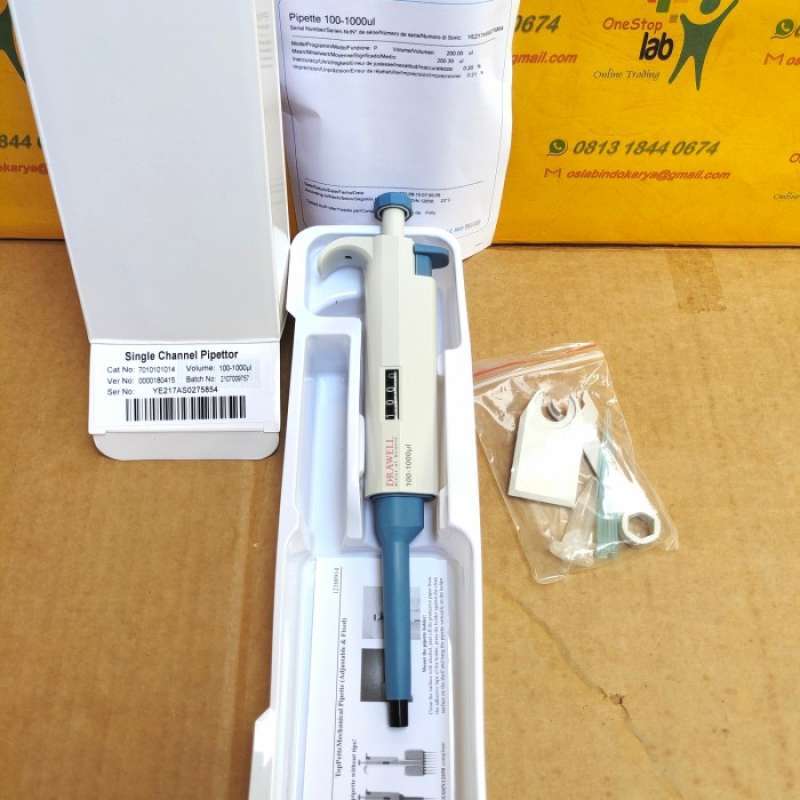 Promo DRAWELL Micropipette 100 - 1000 uL Mikropipet adjustable volume ...