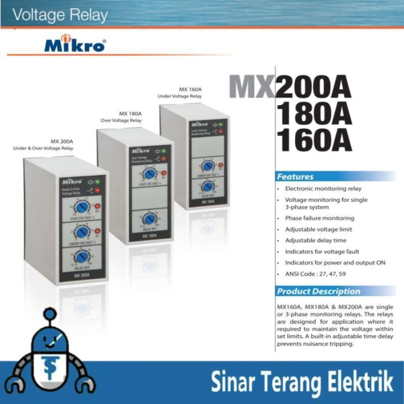 Jual Mikro Under&over Voltage Relay 3p Mx200a / Mx180a / Mx160a Di ...
