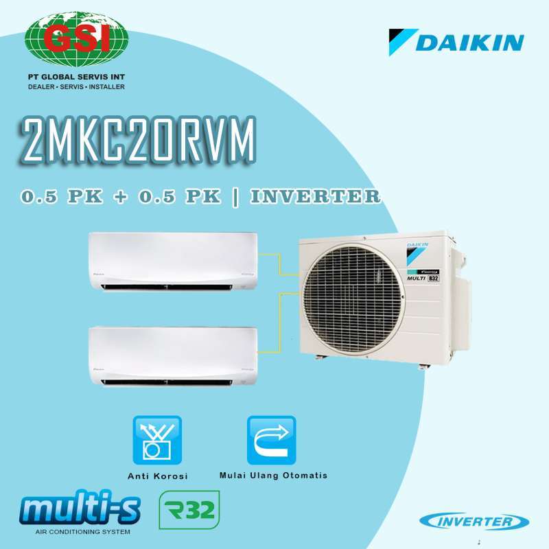 Promo AC DAIKIN MULTI SPLIT 2 KONEKSI OUTDOOR 1 PK INDOOR 1/2 PK + 1/2 PK TYPE 2MKC20 ( CTKC15 ...