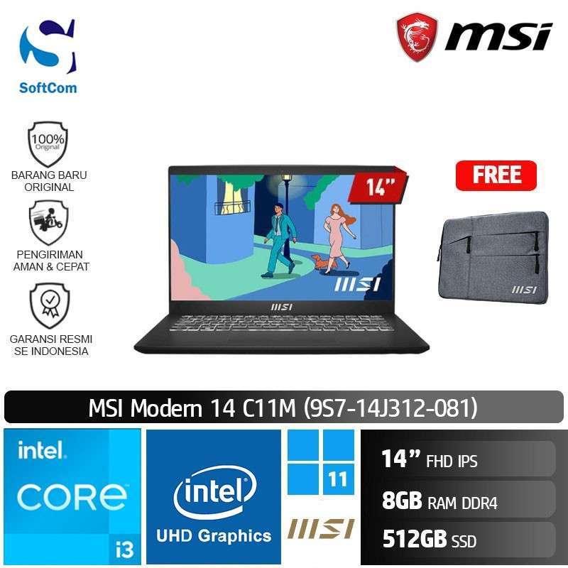 Promo MSI Modern 14 C11M 081 Notebook [Core i3-1115G4/8GB/512GB SSD/14 ...