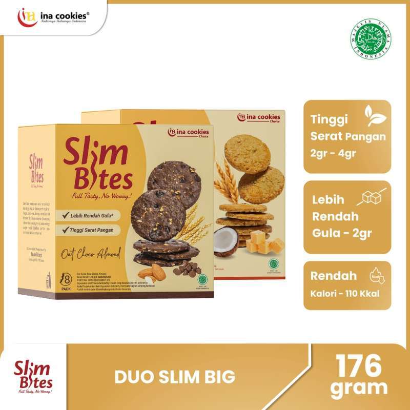 Jual Slim Bites Mix Varian Oat Choco Almond + Coconut Cheese (176gr x 2 ...