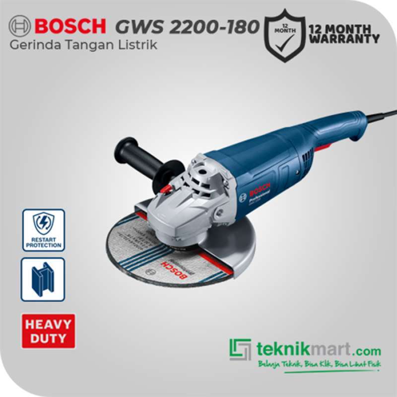 Promo Bosch GWS 2200-180 2200 180mmWatt Angle Grinder/Gerinda Tangan ...