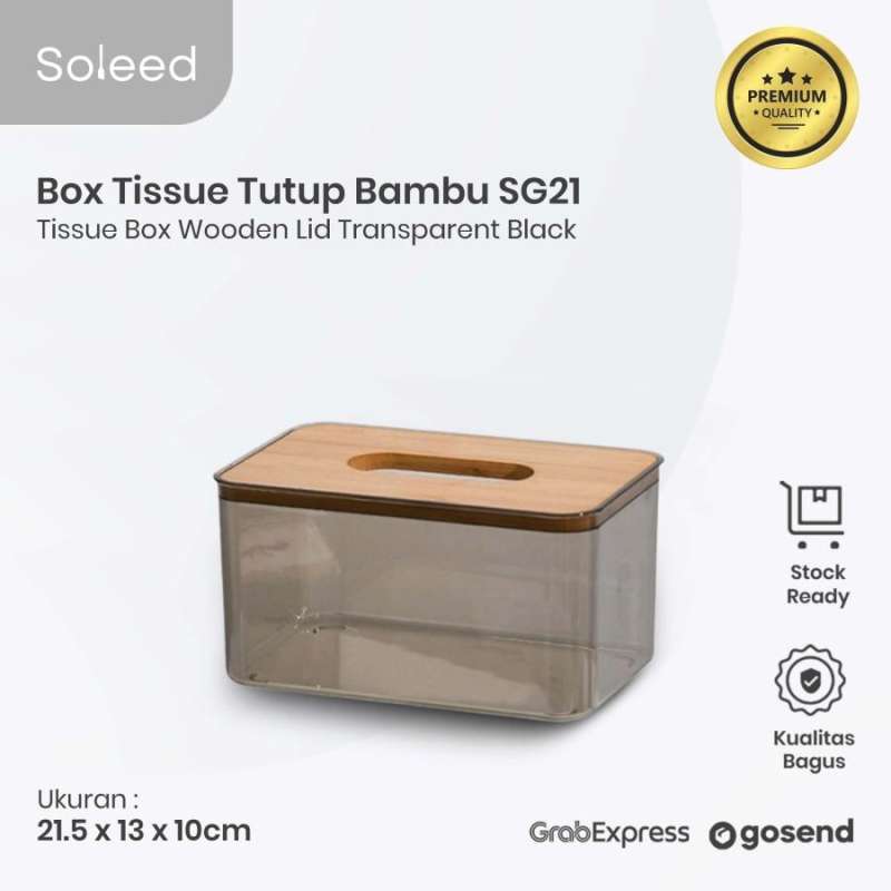 Promo TEMPAT KOTAK TISU BOX TISSUE TUTUP BAMBU TRANSPARENT HITAM - SG11 ...