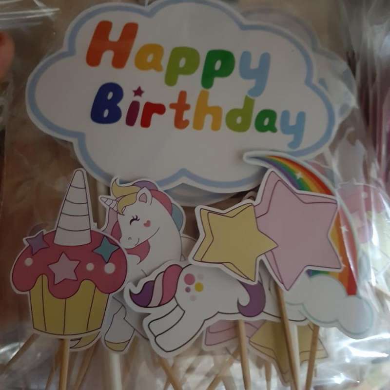 Jual Topper Cake Kue Tart Happy Birthday Karakter Unicorn di Seller ...