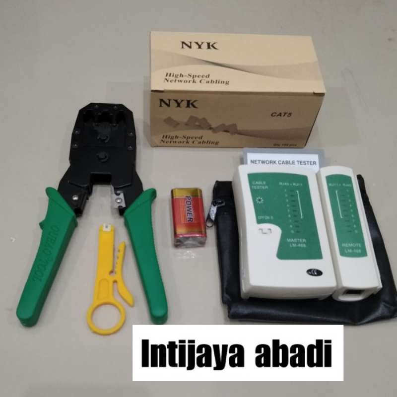 Promo Paket Tang Crimping Tool RJ45 - LAN Tester + Konektor RJ45 Cat5 ...
