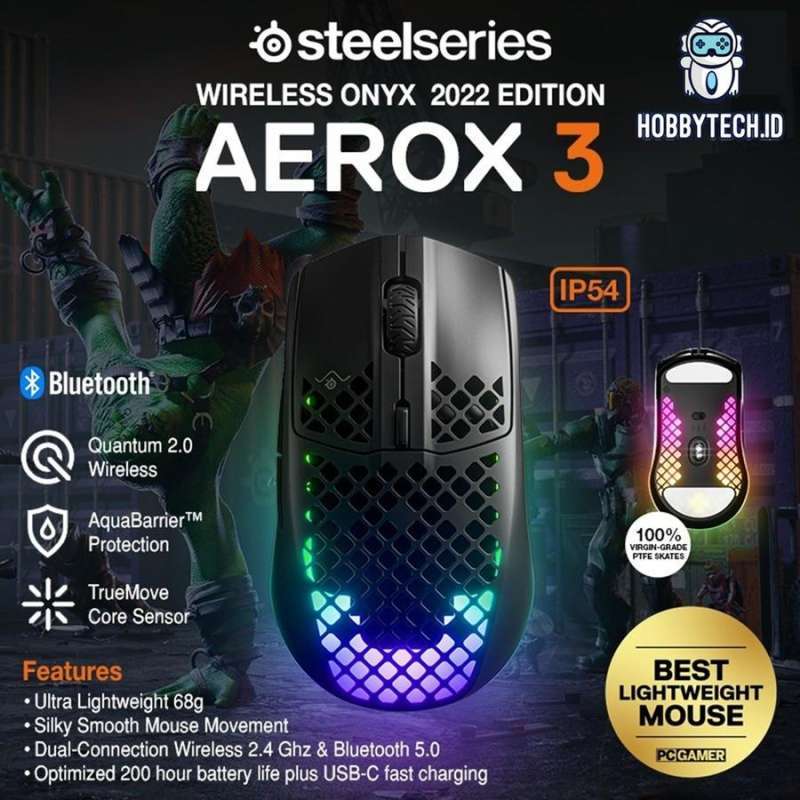 Jual Steelseries Aerox 3 Wireless 2022 edition ONYX 68gr Gaming Mouse ...