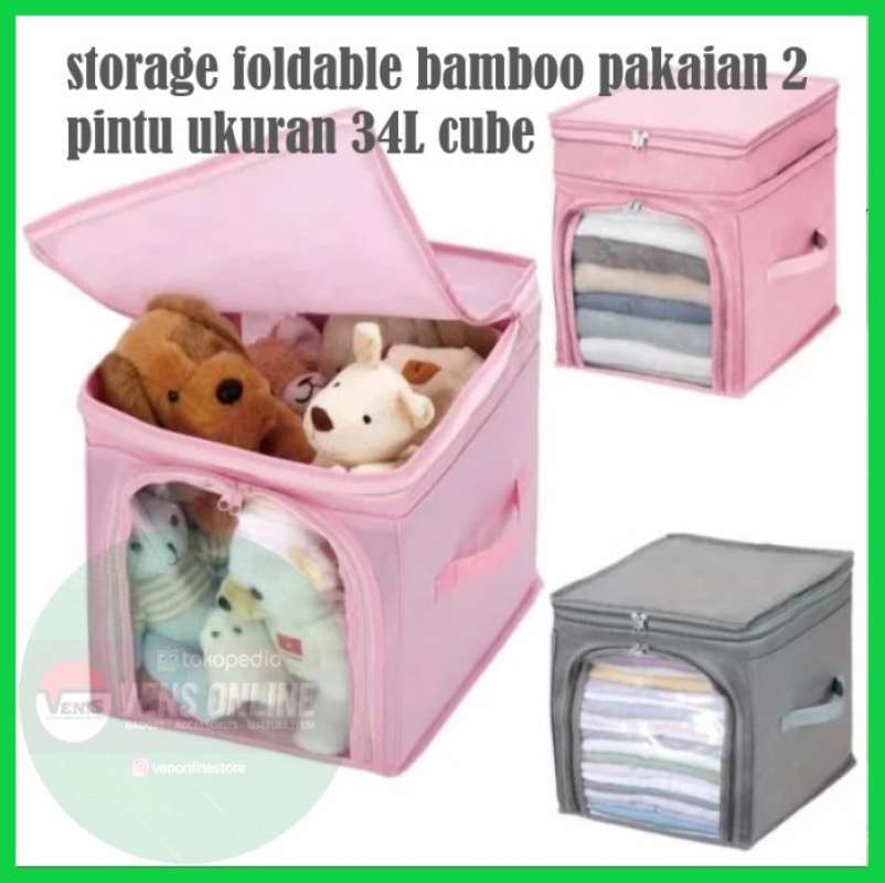 Promo Tempat pakaian storage bOx cube kotak dengan 2 pintu yang praktis ...
