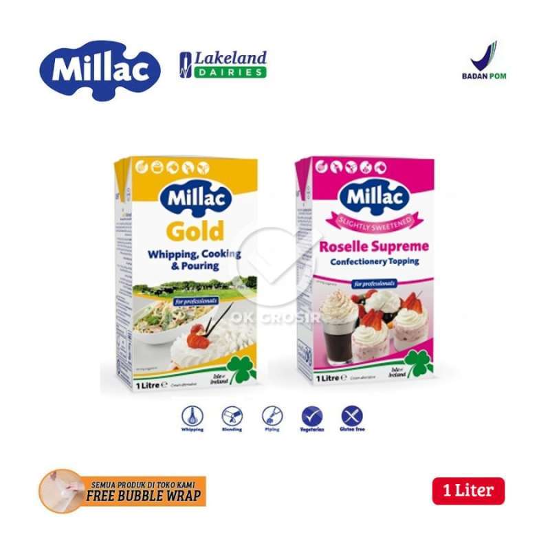 Jual Millac Gold Whipping Cream Gluten Free [1 Liter] Khusus Instant Di ...