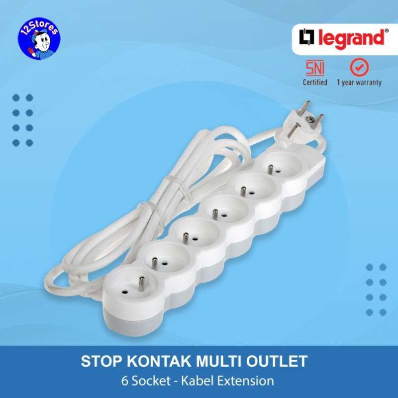 Promo Colokan Listrik Steker 6 Lubang Kabel Extension Legrand Stop ...