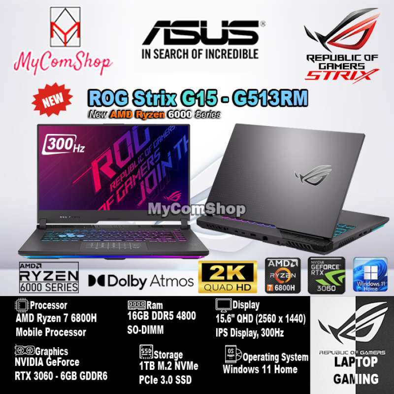 Jual ASUS ROG STRIX G15 G513RM Ryzen 7 6800H 16GB RAM 1TB SSD RTX 3060 ...