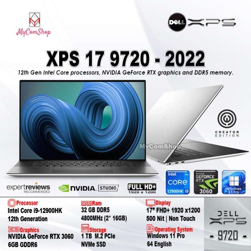 Jual DELL XPS 17 9720 i9-12900HK 32GB RAM 1TB SSD RTX 3060 6GB 17 FULL ...