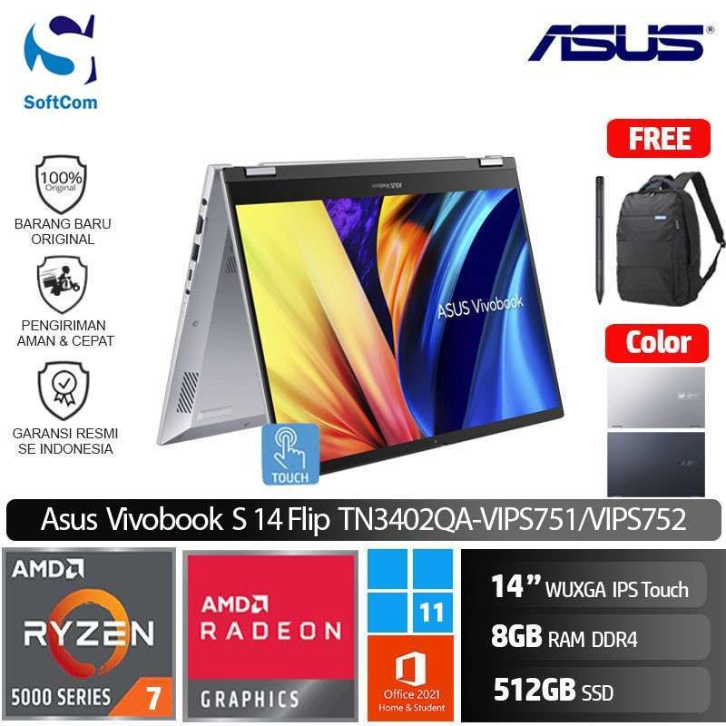 Jual Asus Vivobook S14 Flip Tn3402qa Vips751 Vips752 Laptop 2 In 1 [amd ...