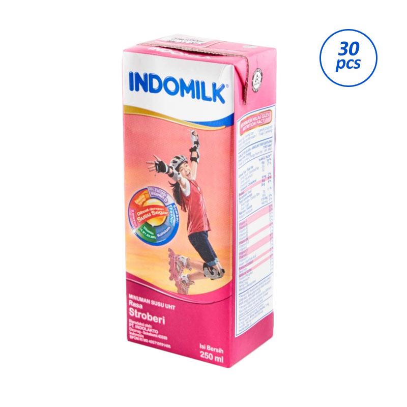 Jual Indomilk Rasa Strawberry Susu UHT [1 Dus/30 Kotak @190 mL] di ...