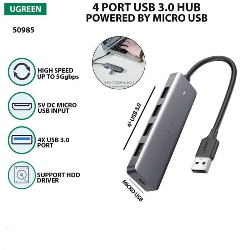 Jual Ugreen (50985) Hub Metal Plate Slim [4-port/ Usb 3.0] Di Seller ...