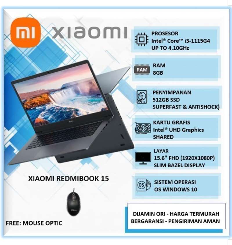 Jual Laptop Xiaomi Redmibook 15 - Grey [intel I3 1115g4 8gb 512gb 15.6 ...