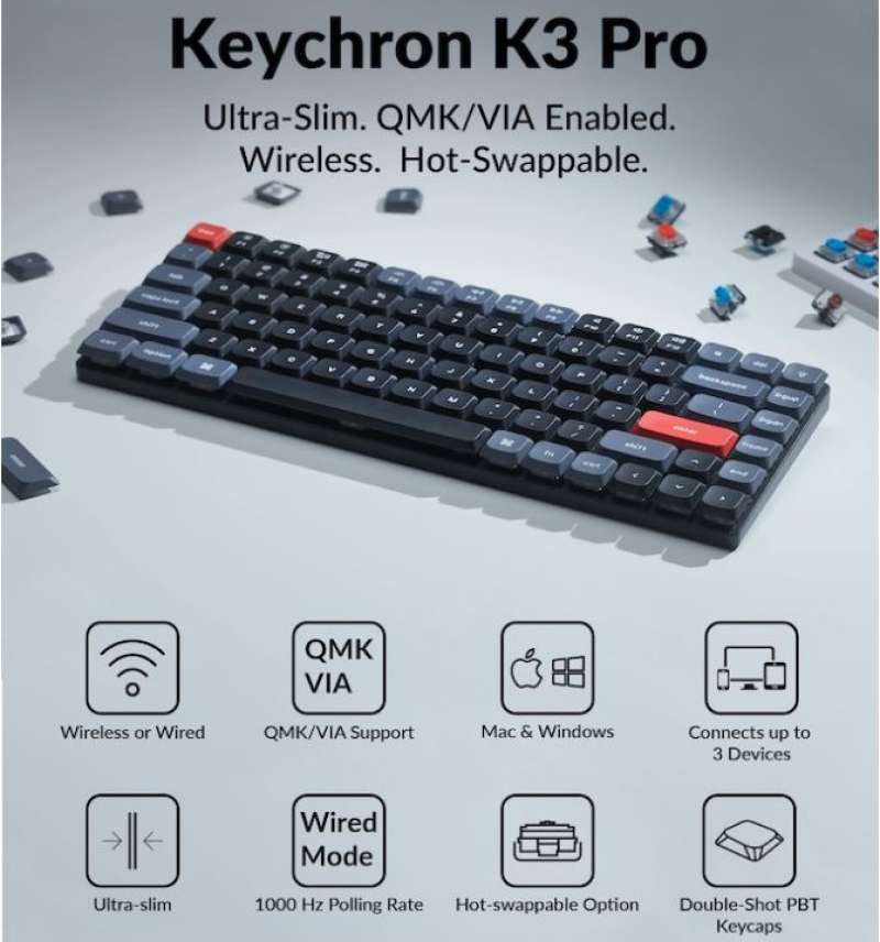 Jual Keychron K3 Pro QMK/VIA Hot-swappable Low Profile Gateron ...