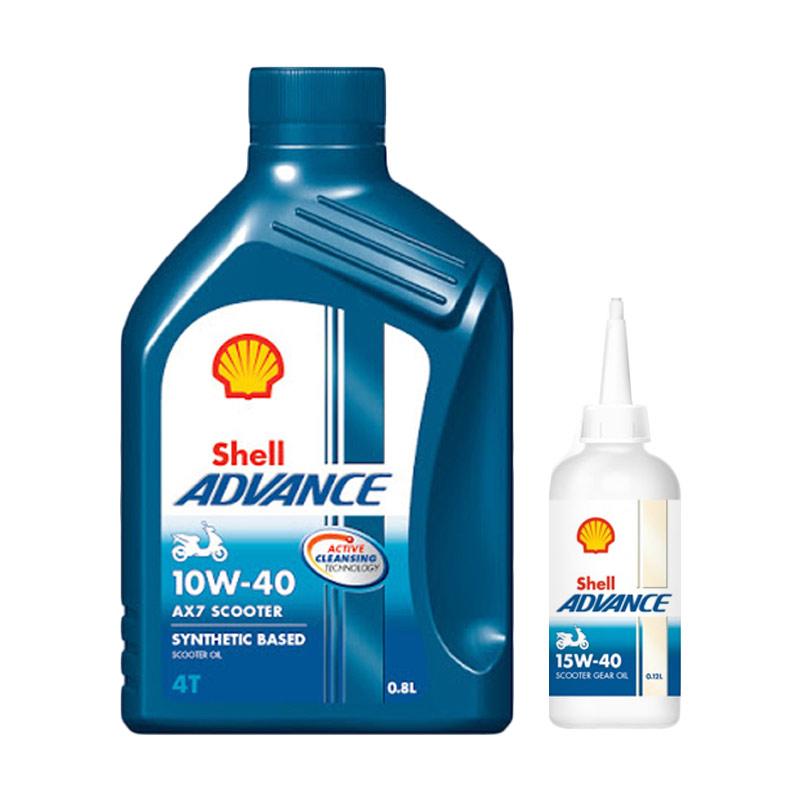 Promo Paket Shell Advance AX7 Scooter Oli Motor [0.8 L] + Scooter Gear ...