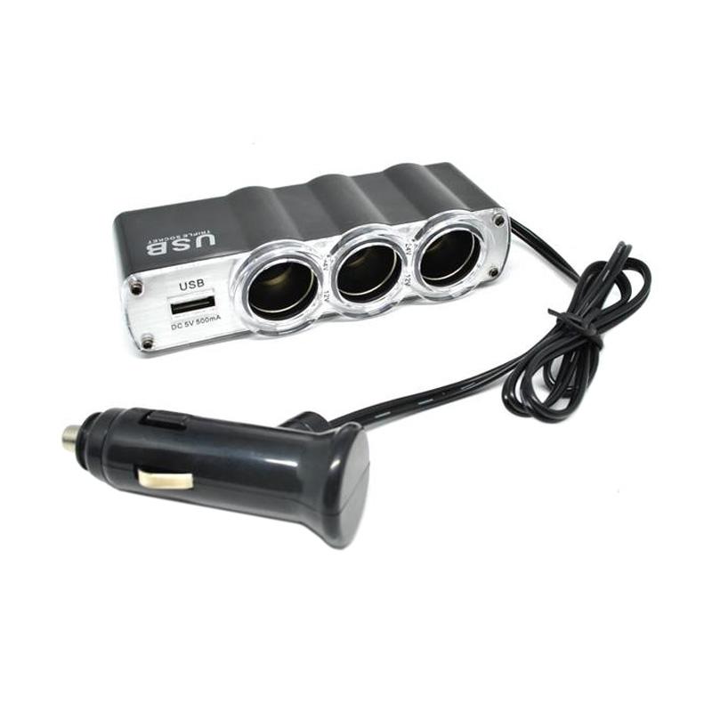Jual Mediatech Triple Socket 12V/24V Cigarette Lighter USB Power Car ...