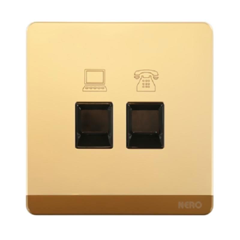 Jual Nero Decora Q7PHPC-G Saklar Listrik - Gold [2 Gang Telephone Data ...